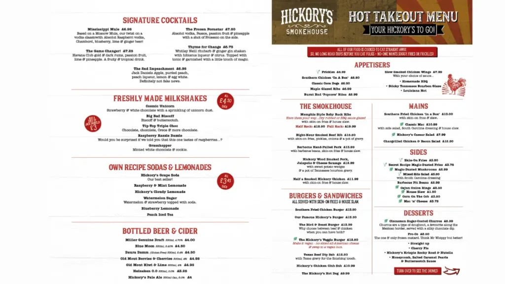 Hickorys Menu Price Locations Updated 2025