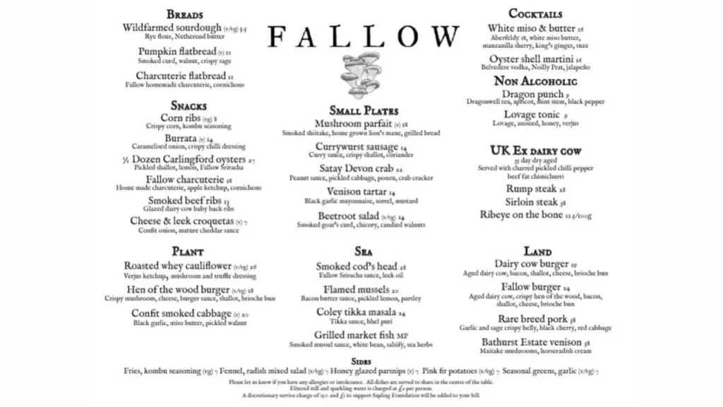 Fallow Restaurant Menu Price Locatios Updated 2025