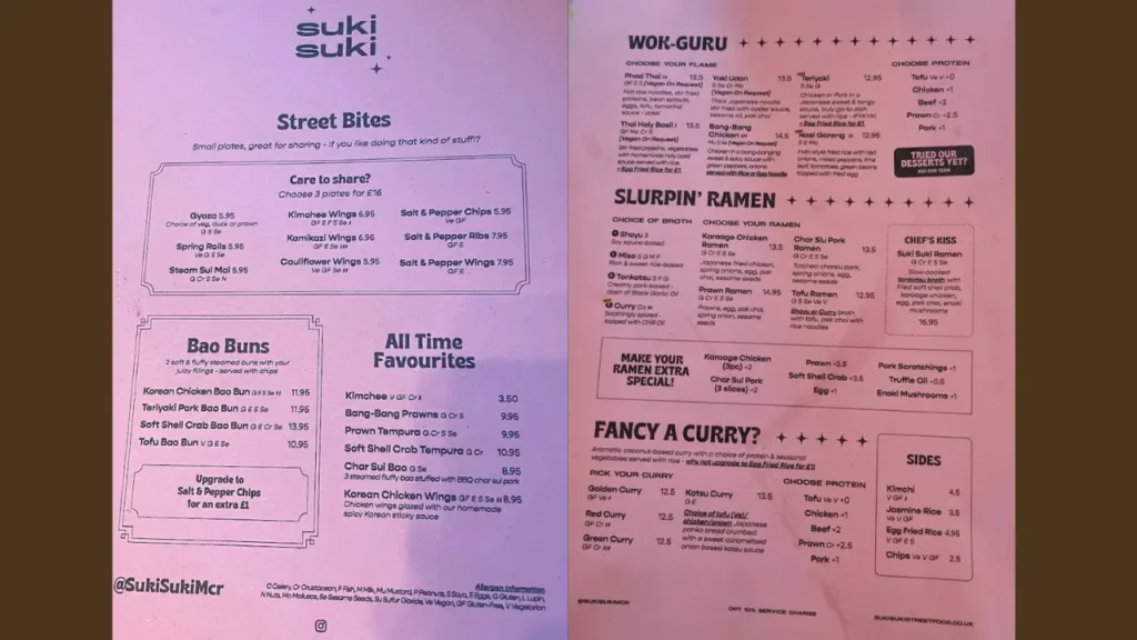 Suki Suki Street Food & Bar Menu Price Locations Updated 2025