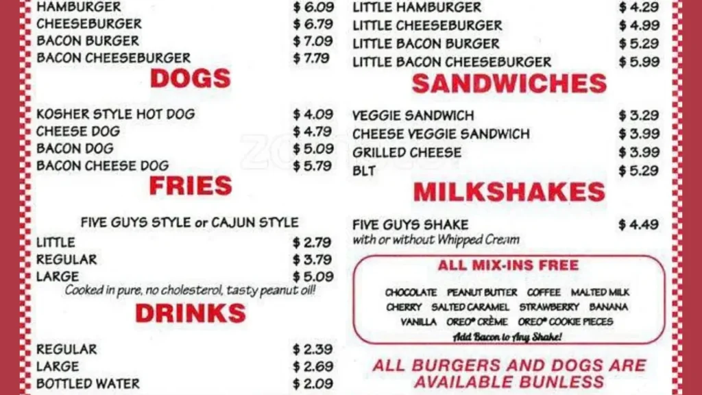 Five Guys Menu Price Locations Updated 2025