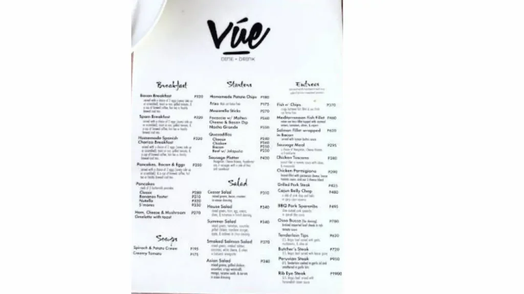Vue Food Menu Price Locations Updated 2025
