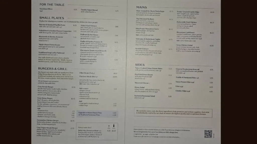 Cosy Club Menu Price Locations Updated 2025