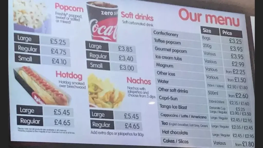 Cineworld Food Menu Prices Locations Updated 2025