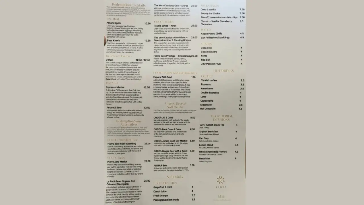 Coco Canary Wharf Menu Price Locations Updated 2026